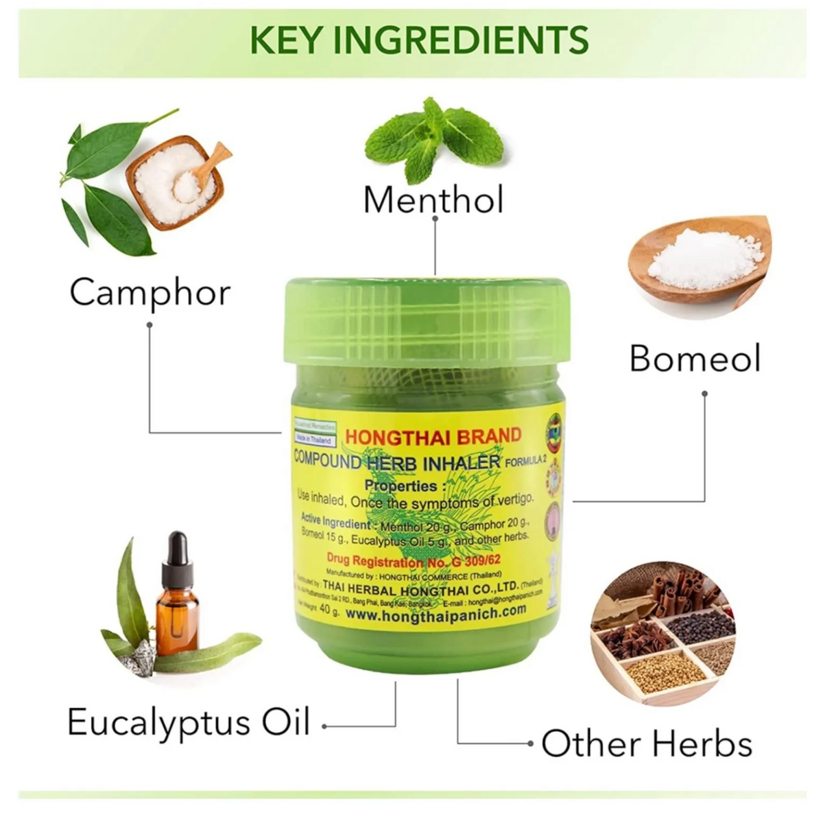 Hong Thai Herb Inhaler | Inhaler | Cold | Herb | Axe Oil | Relief